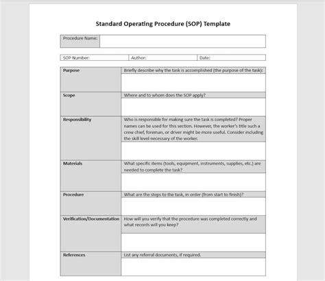 Standard Operating Procedure Standard Operating Procedure Template