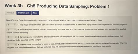 Solved Week 3b Ch8 Producing Data Sampling Problem 1