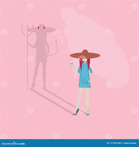 Vector Girl With A Shadow Of The Devil Stock Vector Illustration Of