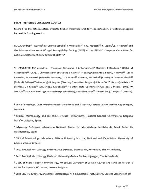 Eucast E Def 9 3 Mould Testing Definitive 0 Pdf Antimicrobial