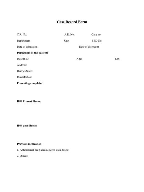 Case Record Form Pdf