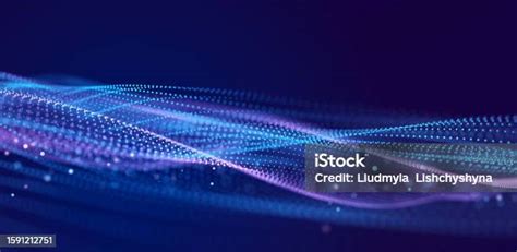 Abstract Background Grid Data Stream Futuristic Blue Particle Wave 3d