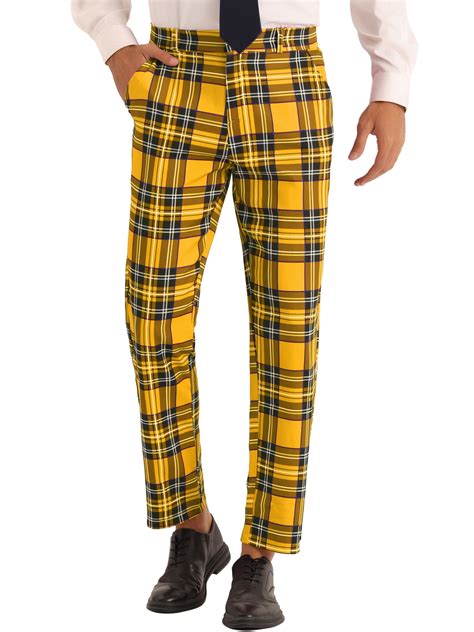 Inspire Chic Plaid Dress Pants For Mens Slim Fit Straight Leg Formal
