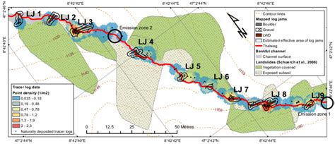 Map Of The Study Reach Including Visualizations Of The Log Jams Lj1 To