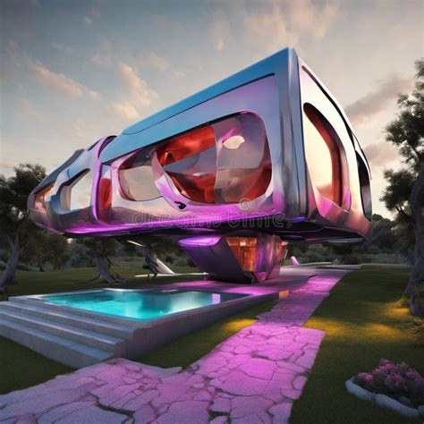 Futuristic House In Unity With Nature Stock Illustration Illustration Futuristic House In Unity With Nature Stock Illustration Illustration