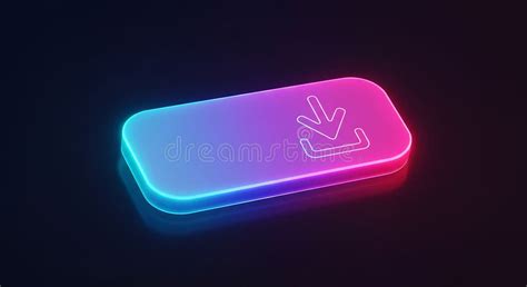 A Glowing Rectangular Button With Rounded Edges Emits A Neon Gradient