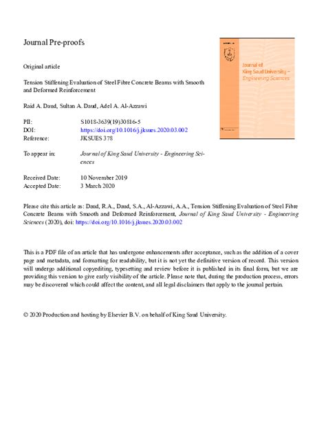 Pdf Tension Stiffening Evaluation Of Steel Fibre Concrete Beams With