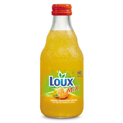 Loux Mix Orange Mandarin Lemon 15 Natural Juice Soft Drink In Glass Bottle Aegean Food