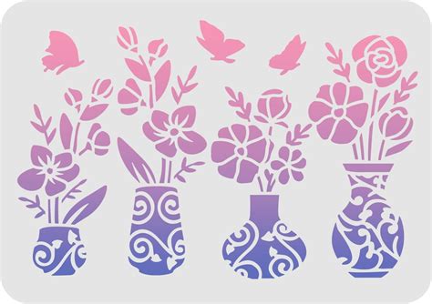 Flower Vase Stencil 29 7x21cm Hibiscus Stencils Flowers Stencils For