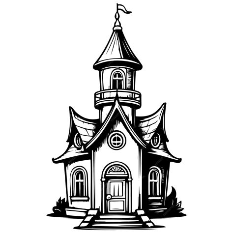 Dibujos De Edificios De Dibujos Animados Con Tinta Ilustración De Líneas Vintage Imagen