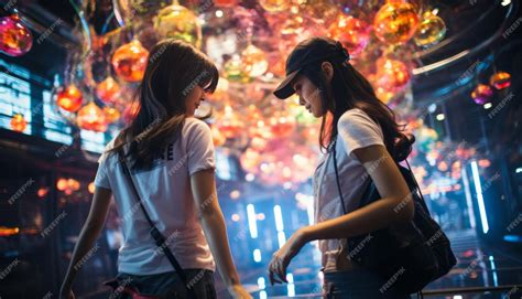 Premium Ai Image Two Japanese Girls Dancing With Each Other In