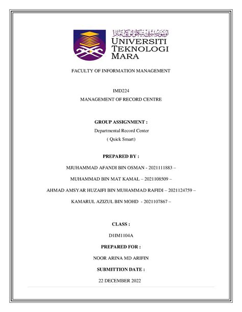 Imd224 Group 1 Group Assingment Project D1im1104a Faculty Of