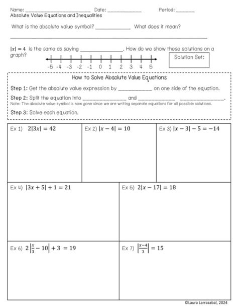 Solving And Graphing Absolute Value Equations And Inequalities Tpt