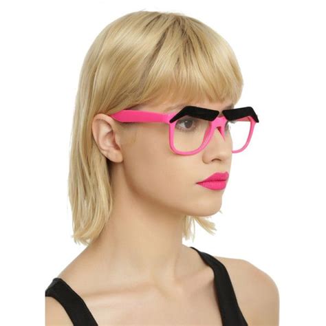 Hot Topic Pink Eyebrow Clear Lens Glasses 559 Liked On Polyvore