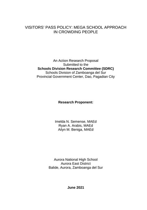 Pdf Visitors Pass Policy Mega School Approach In Crowding People