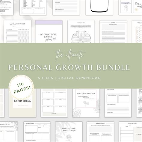 Personal Growth Journal Bundle Self Discovery Workbook Digital