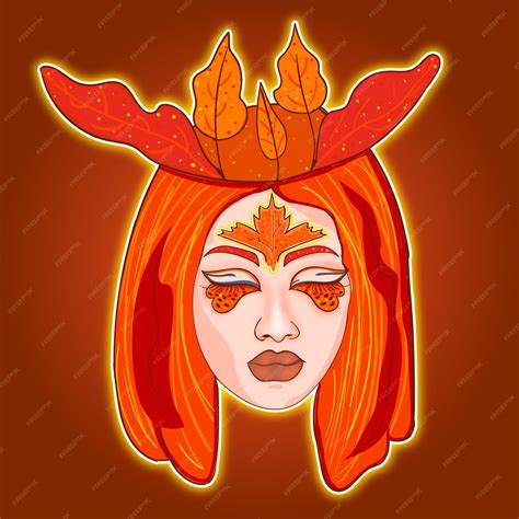 Premium Vector Fall Queen Mascot Style Illustration Girl Head With Leaf Crown