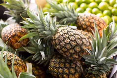 Image Of Fresh Queensland Pineapples For Sale At The Markets Austockphoto