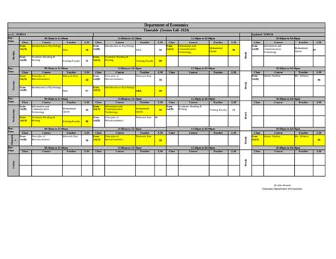 Time Table 1st Semester F 24 Pdf