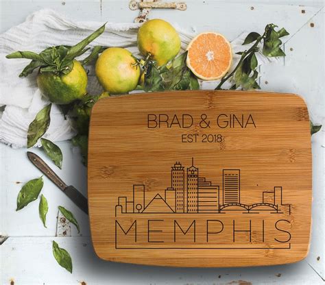 Memphis Tennessee Skyline Design Engraved Cutting Board Custom