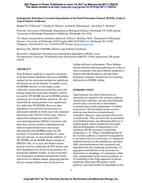 Pdf Endoplasmic Reticulum Associated Degradation Of The Renal