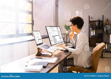 African American Woman Programmer Girl Coding Stock Image Image Of Engineer Developer 277135465