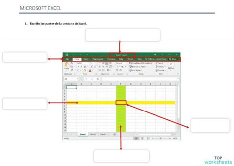 Partes De La Ventana De Excel Ficha Interactiva Topworksheets