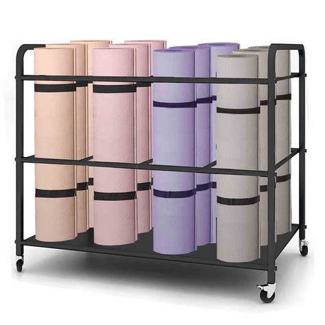 Arlifo Yoga Mat Storage Rack Yoga Mat Holder With Wheels Home Gym