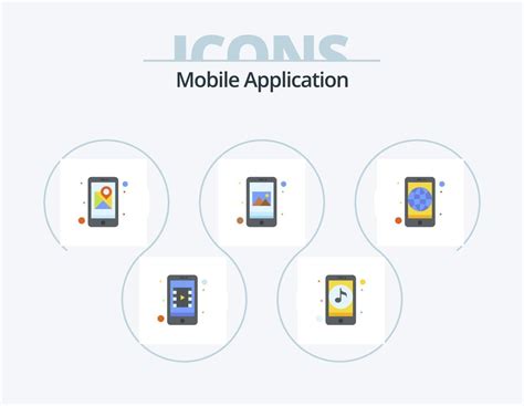Mobile Application Flat Icon Pack 5 Icon Design Application Mobile