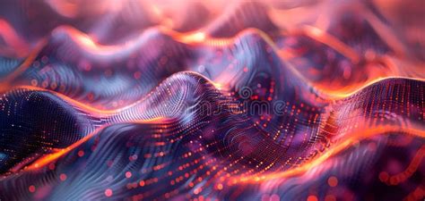 Abstract 3d Landscape With Glowing Dots And Wave Patterns Stock Illustration Illustration Of