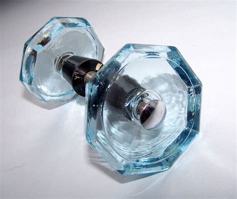 Vintage Blue Glass Door Knobs Set Of 2 Home Decor