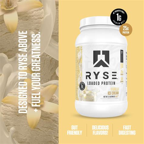 Ryse Loaded Protein Powder Vanilla Ice Cream 25g Protein Prebioti