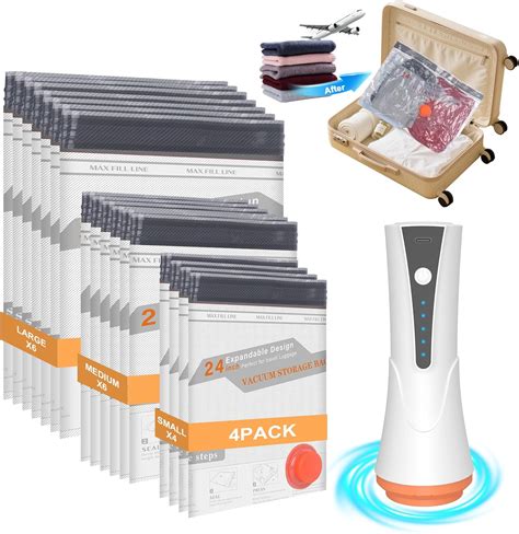 Vacuum Bags For Travel With Rechargeable Air Pump 16 Pack Compression