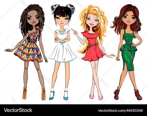Beautiful Fashion Girls Royalty Free Vector Image