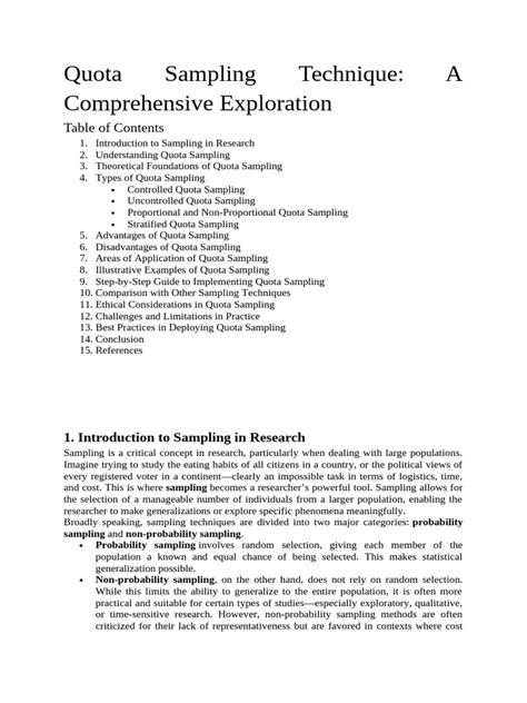 Daddy Al Hikmah University Quota Sampling Technique Pdf Sampling Statistics Stratified