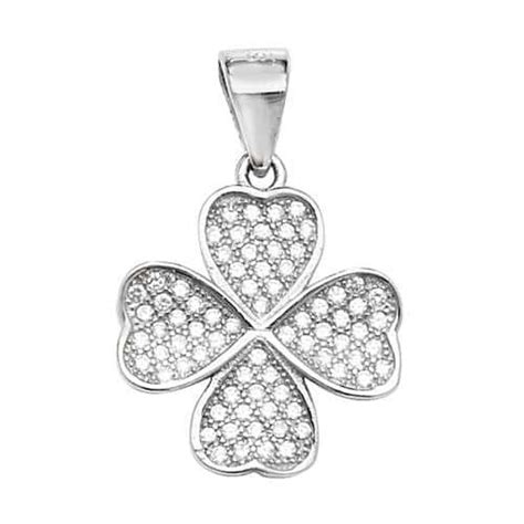 Sterling Silver Clover Cz Pendant The Body Jewellery Store
