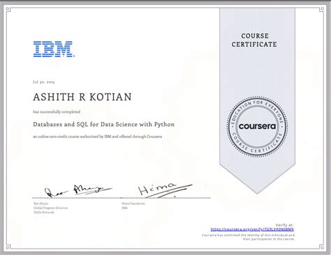Im Excited To Share That Ive Successfully Completed The Databases And Sql For Data Science