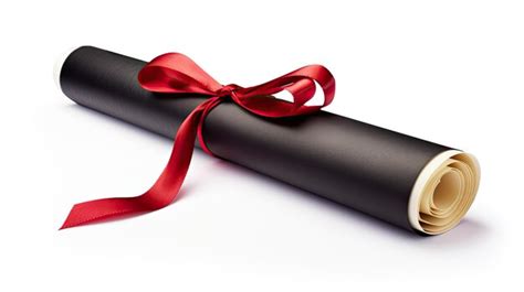 Un Pergamino De Diploma Elegantemente Atado Con Un Lazo Rojo Aislado