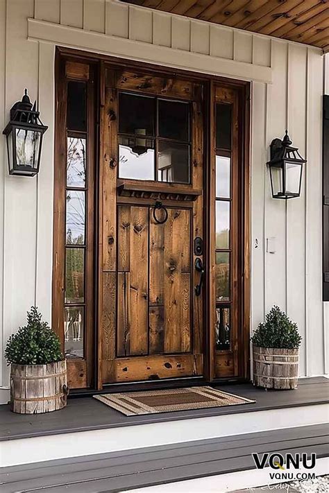 Stunning Entryway Designs Rustic Wooden Doors With Metal Accents