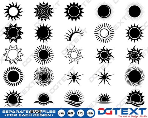 Sun Svg Sun Vector Silhouette Cricut File Clipart Etsy