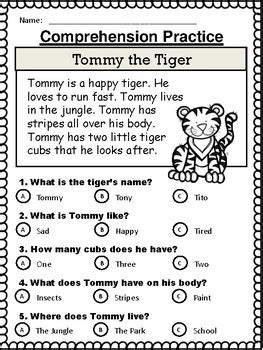 First Grade Reading Comprehension Worksheets Multiple Choice Text