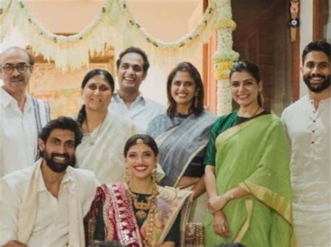 Newlyweds Rana Daggubati Miheeka Bajaj Attend Sathyanarayan Puja Along