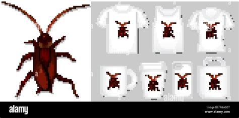 Graphic Of Cockroach On Different Types Of Product Template Illustration Stock Vector Image