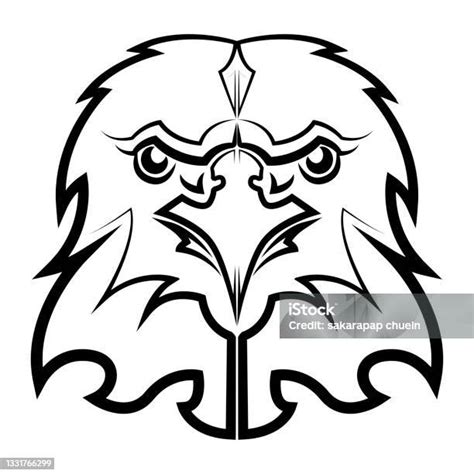 독수리 머리의 흑백 라인 예술 기호 마스코트 아이콘 아바타 문신 티셔츠 디자인 로고 또는 디자인에 적합합니다 T 셔츠에 대한