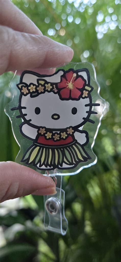 Hello Kitty Hula Girl Badge Holder Etsy