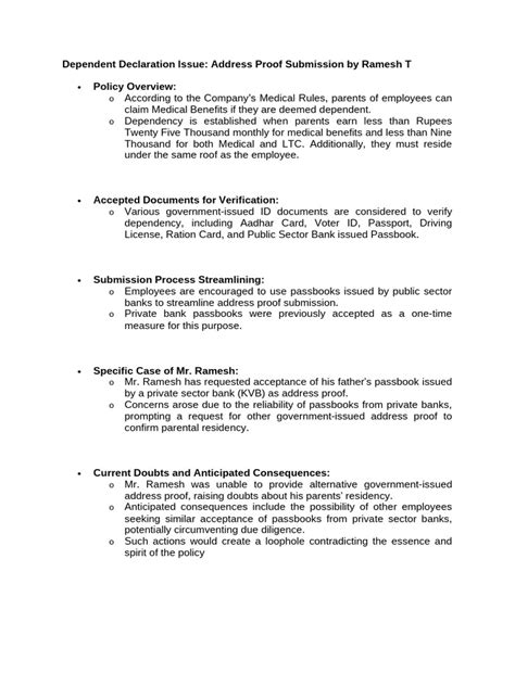 Dependent Declaration Issue Pdf