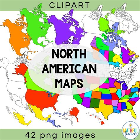 North America Map Clipart With Usa Canada Mexico And Central America