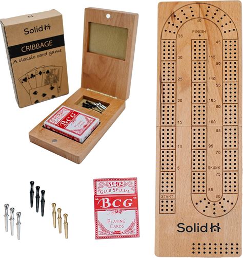 Solid H Foldable Travel Cribbage Game Set Includes Wooden Board
