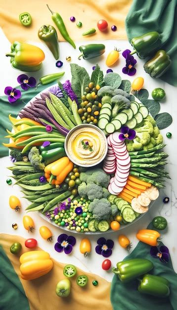 Premium Photo Easter Celebration Vegetable Platter With Hummus And
