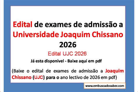 Edital Ujc 2026 Em Busca Do Saber